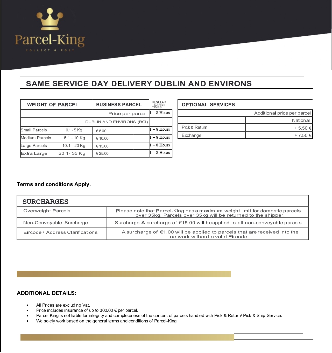 Parcel-king: courier service & parcel delivery in Ireland.